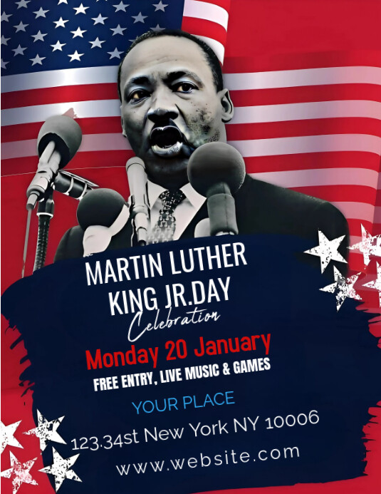 Purple Joyful Martin Luther King Jr Day Flyer (us Letter) Template ...