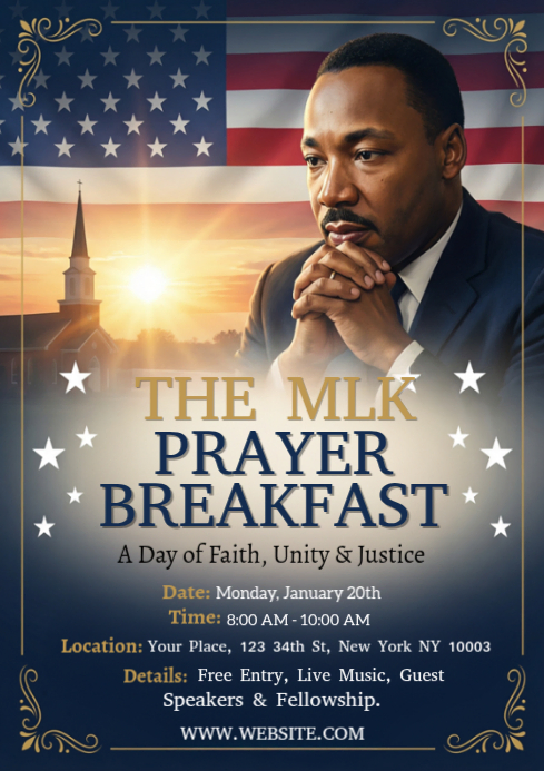 Copy of Purple Joyful Mlk Prayer Breakfast Flyer A4 | PosterMyWall