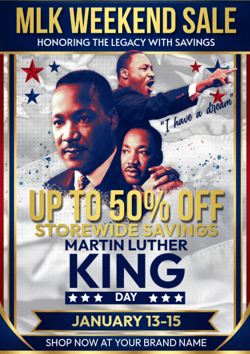 Purple Joyful Mlk Weekend Sale Flyer A4 Template | PosterMyWall
