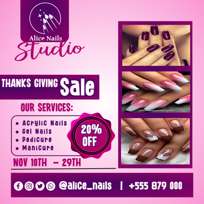 Copy of Purple Joyful Nails Flyer Instagram Post | PosterMyWall