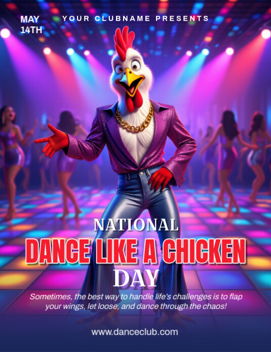 Purple Joyful National Dance Like A Chicken Day Flyer (us Letter ...