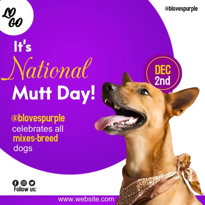 Plantilla de Purple Joyful National Mutt Day Instagram Post | PosterMyWall