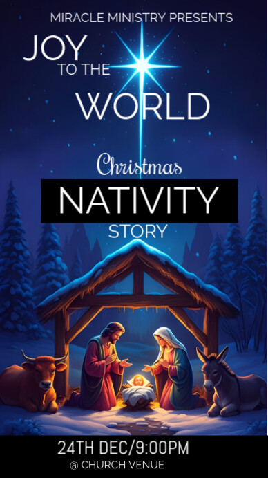 Purple Joyful Nativity Story Flyer Instagram Story Template | PosterMyWall