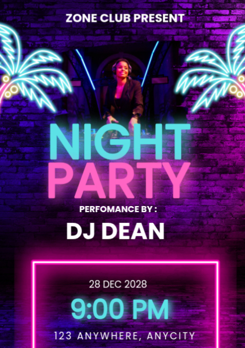 Copy of Purple Joyful Night Party A2 | PosterMyWall