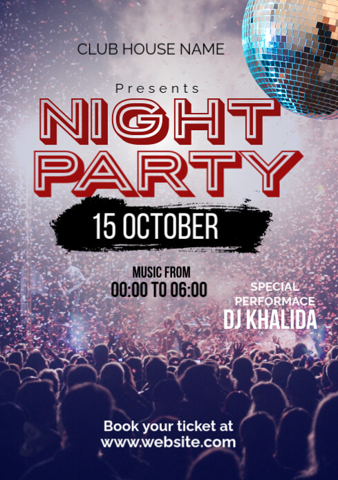 Purple Joyful Night Party A4 Template | PosterMyWall