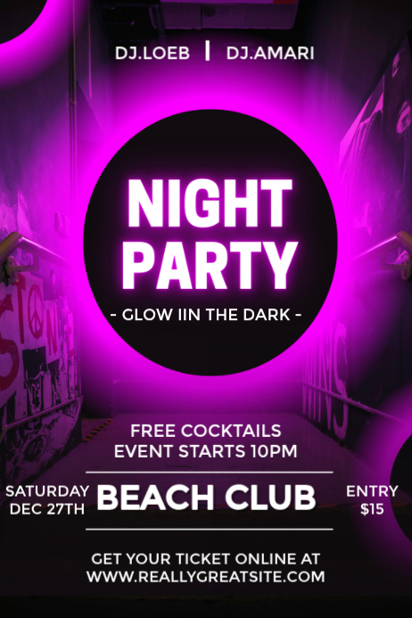 Purple Joyful Night Party Event Poster Template | PosterMyWall