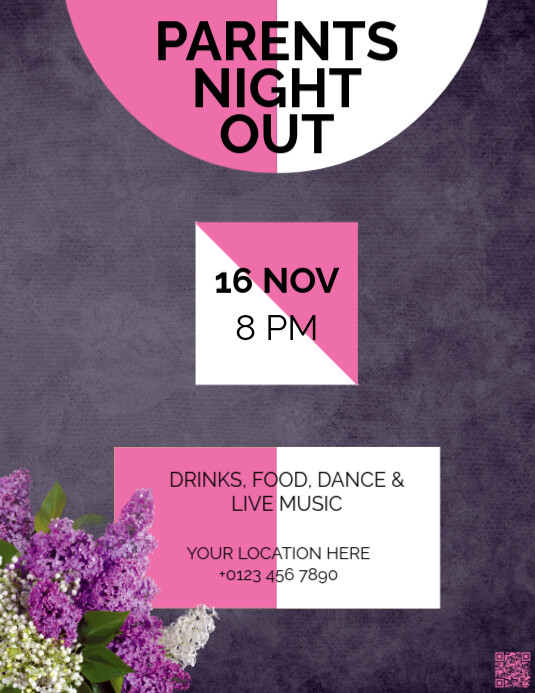 Purple Joyful Parents Night Out Flyer (us Letter) Templat | PosterMyWall
