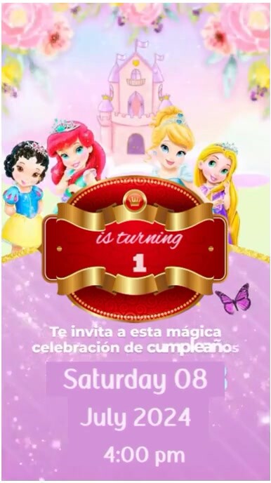 Purple Joyful Princess Birthday Invitation Vi Template | PosterMyWall