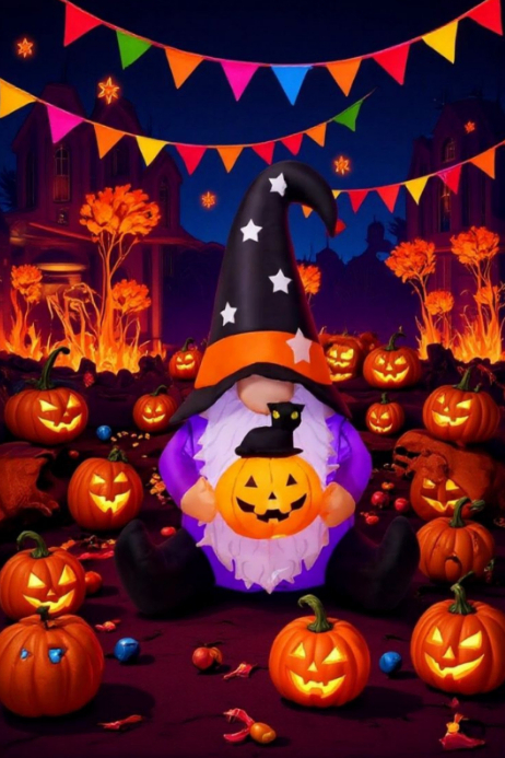 Purple Joyful Pumpkin Wizards Halloween Night Poster Template ...
