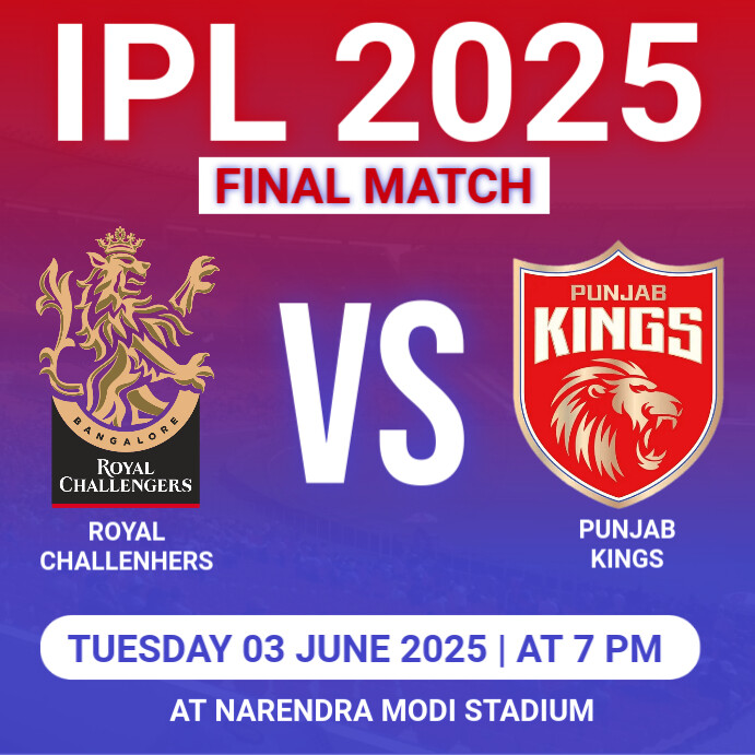 Purple Joyful Rcb Vs Pbks Ipl Final Match 2025 Poster Instagram Post ...