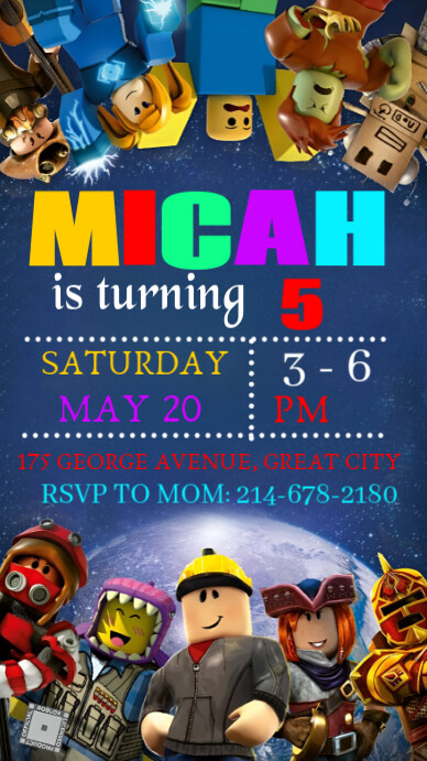 Copy of Purple Joyful Roblox Birthday Party Invitation Instagram Story ...