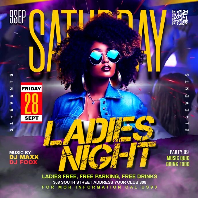 Copy of Purple Joyful Saturday Ladies Night Party Fly | PosterMyWall