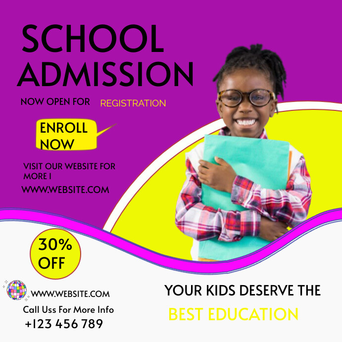 Purple Joyful School Admission Instagram Pos Template | PosterMyWall