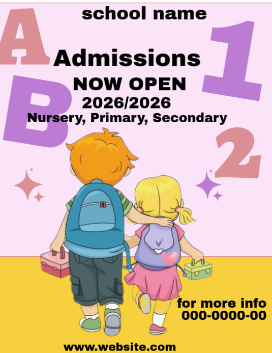 Copy of Purple Joyful School Admissions Open Flyer (us Letter ...