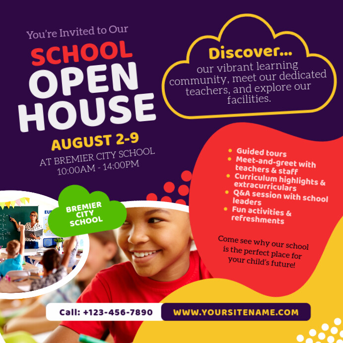 Copy of Purple Joyful School Open House Instagram Post | PosterMyWall