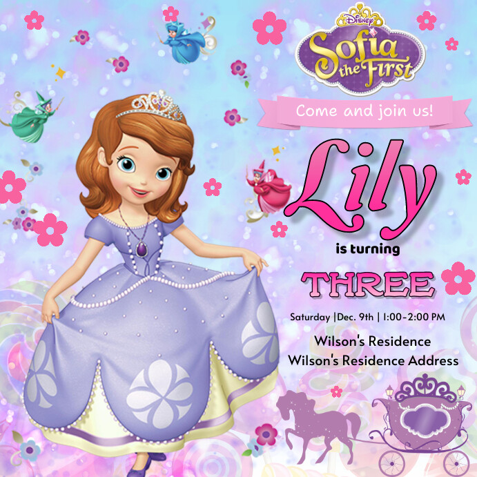 Copy of Purple Joyful Sofia The First Instagram Post | PosterMyWall