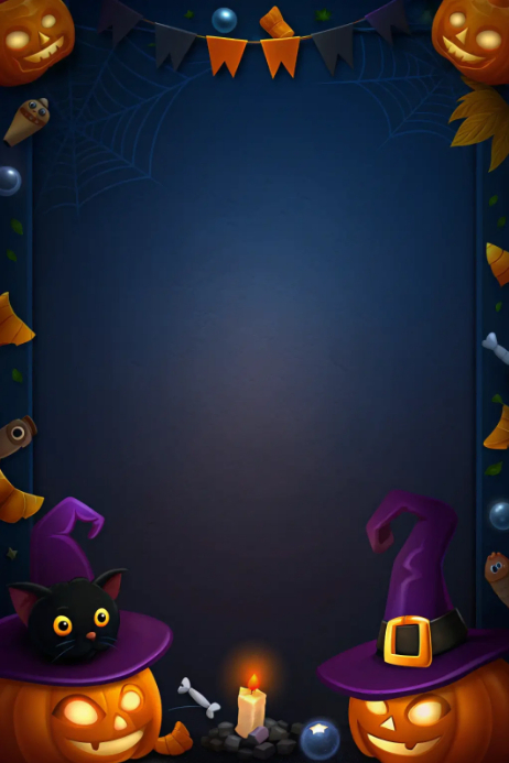 Purple Joyful Spooky Halloween Night Border Frame Poster Template ...