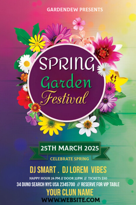 Purple Joyful Spring Garden Festival Poster Template | PosterMyWall