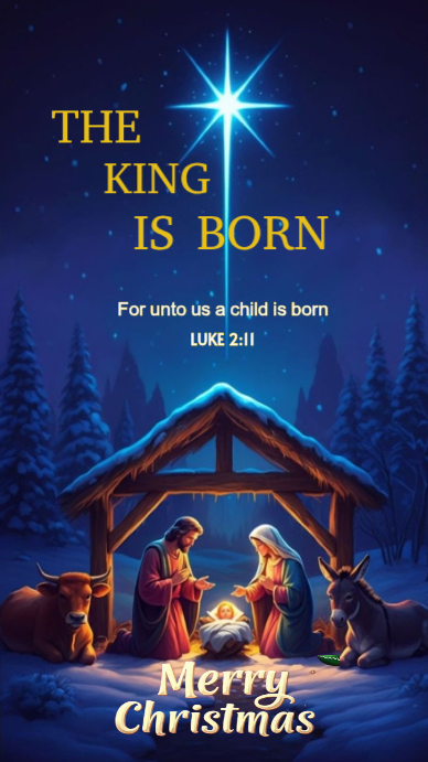 Purple Joyful The King Is Born Nativity Instagram Story Template ...