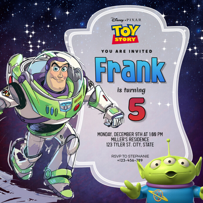 Purple Joyful Toy Story Birthday Instagram Post Template | PosterMyWall