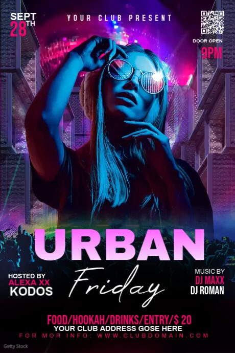 Purple Joyful Urban Friday Night Party Poster Template | PosterMyWall