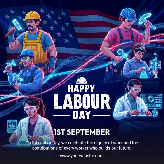 Purple Joyful Usa Labor Day Instagram Post Template | PosterMyWall