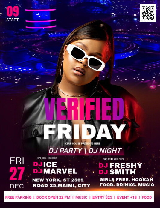 Purple Joyful Verified Friday Party Flyer Flyer (us Letter) Template ...