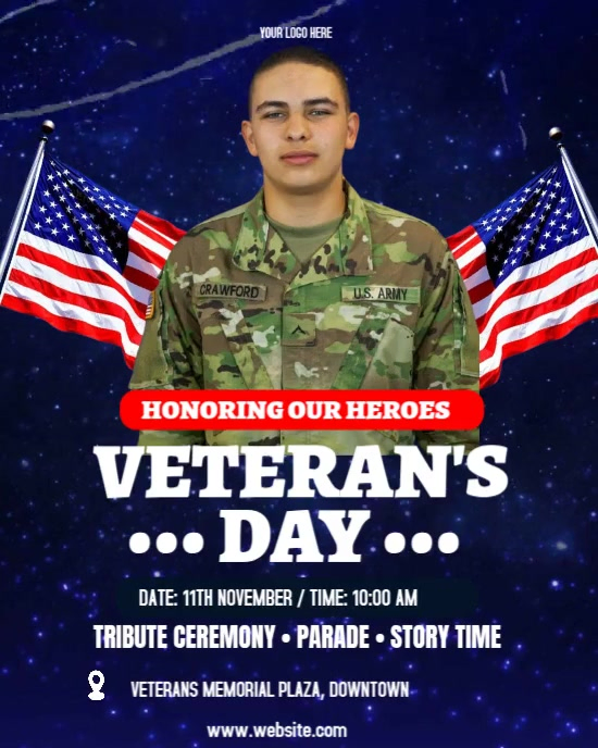 Plantilla de Purple Joyful Veterans Day Tribute Ceremony Poster ...