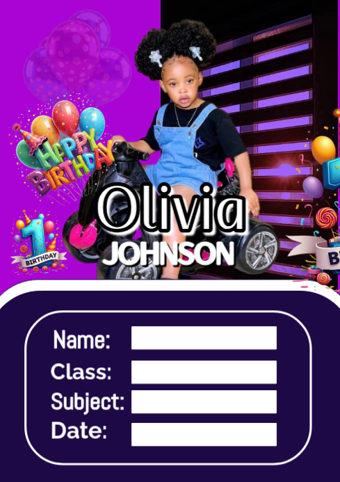 Purple Joyful Vibrant Personalized Happy Birthday Exercise Book ...