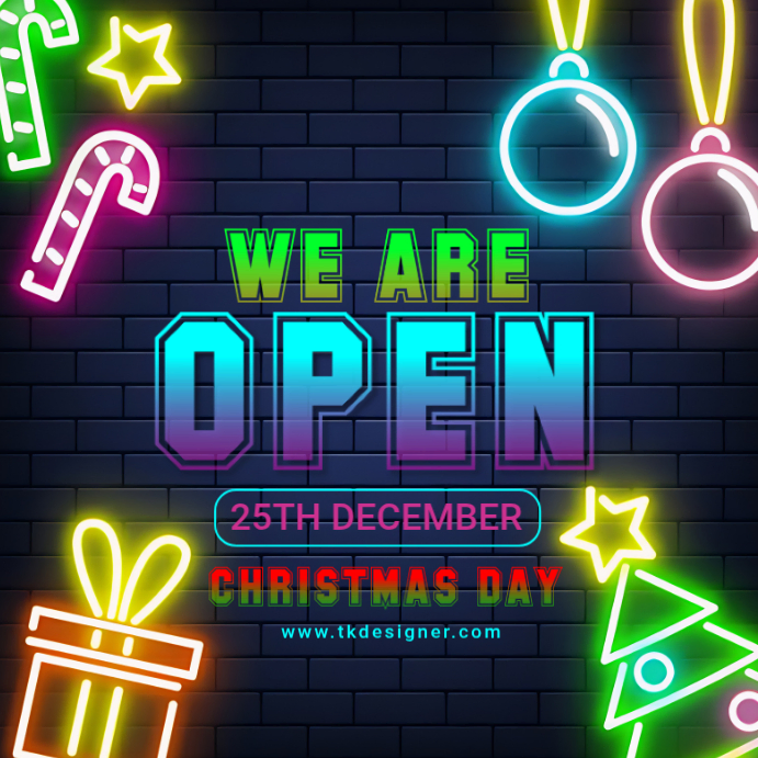 Plantilla de Purple Joyful We Are Open Christmas Day Instagram Post ...