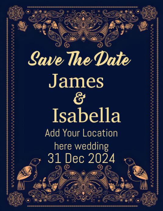 Copy of Purple Joyful Wedding Card Design Templeta Flyer (us Letter ...