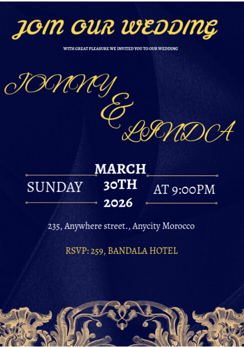 Purple Joyful Wedding Invitation Card A5 Template | PosterMyWall