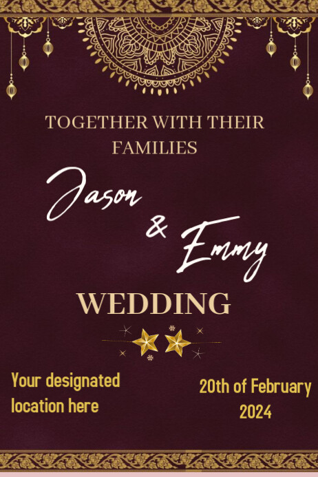 Purple Joyful Wedding Invitation Poster Template | PosterMyWall