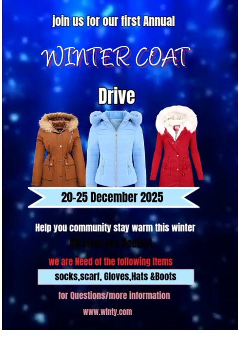 Purple Joyful Winter Coat Drive A4 Template | PosterMyWall
