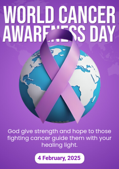 Copy of Purple Joyful World Cancer Day A4 | PosterMyWall