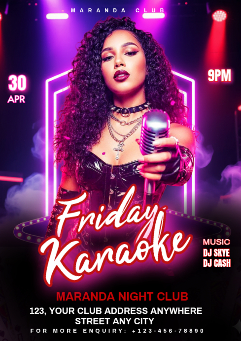 Purple Karaoke Night A3 Template | PosterMyWall