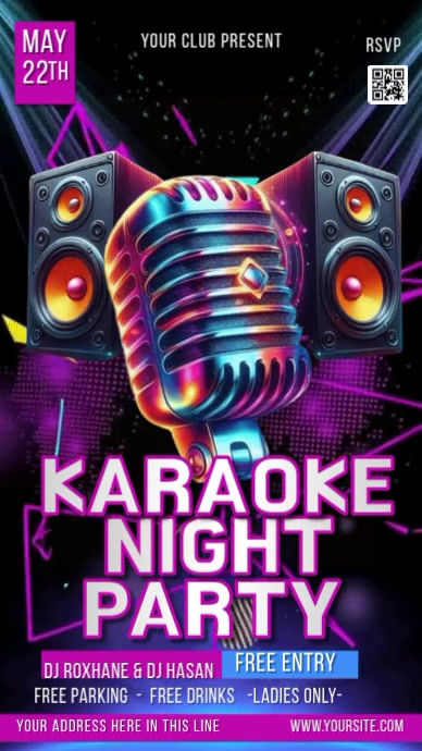 Purple Karaoke Night Party Instagram Reel Video Template | PosterMyWall