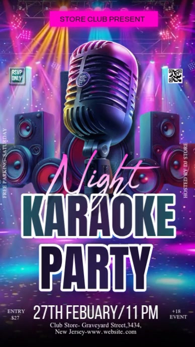 Purple Karaoke Night Party Instagram Reel Video Template | PosterMyWall