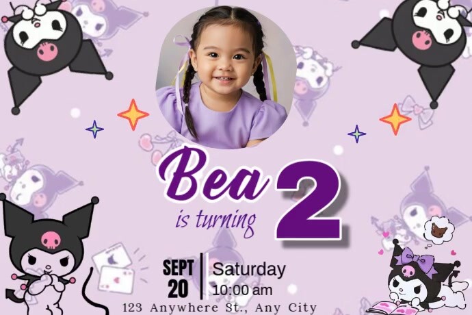 Purple Kuromi Birthday Invitation Template | PosterMyWall
