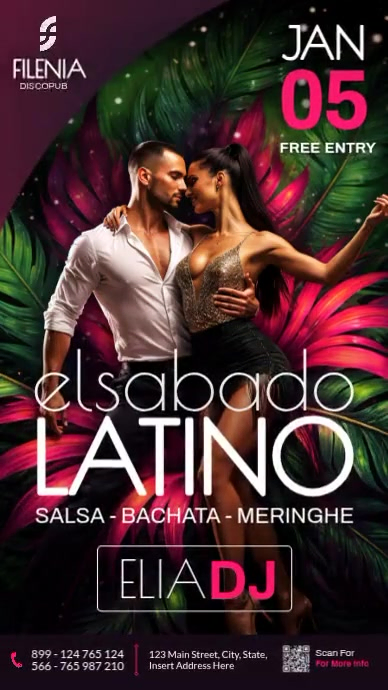Copy of Purple Latin Night Party Ads - Salsa Bachata Party Event Design ...