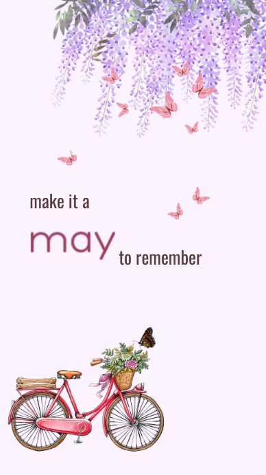 Copy of purple lavender and bicycle hello may | PosterMyWall