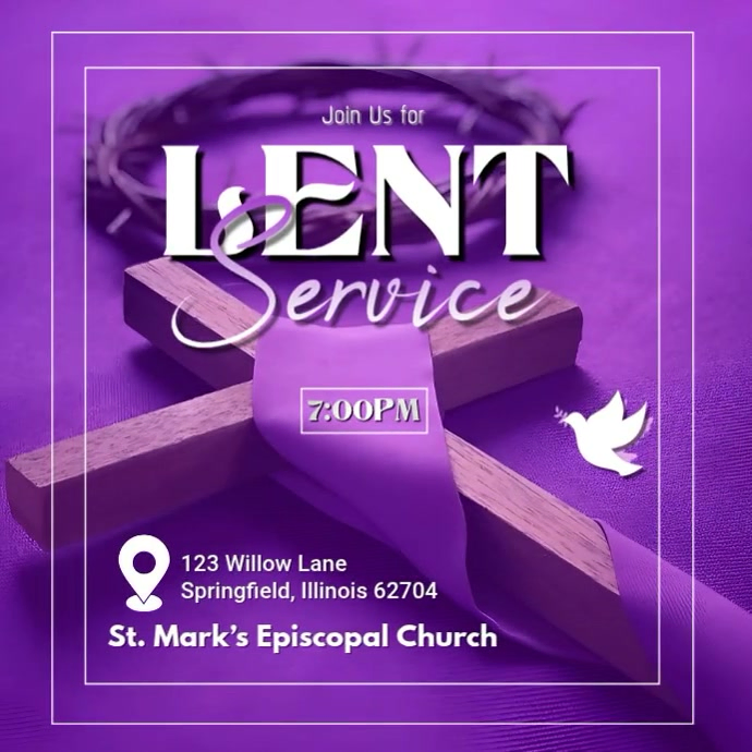 Purple Lent Service Church Square Video Template | PosterMyWall