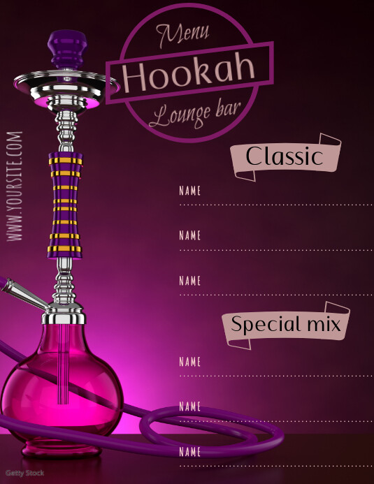 Purple light Hookah Flyer Menu Bar Lounge Car Template | PosterMyWall