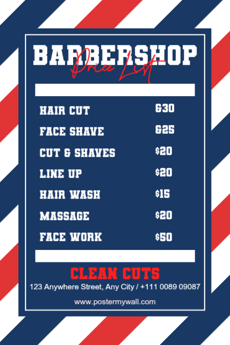 Purple List-based Barbershop Price List Poster Template | PosterMyWall