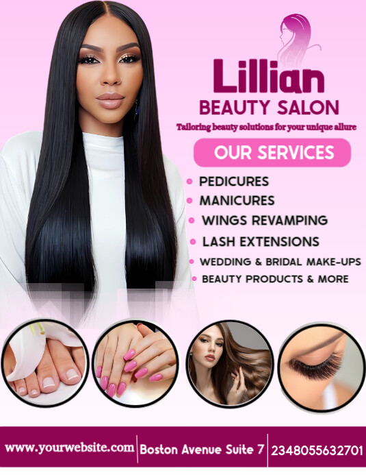 Plantilla de Purple List-based Beauty Salon Beauty Vibes Editable Flyer ...