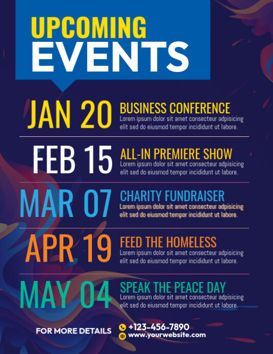 Purple List-based Event Schedule Template Flyer (us Letter) | PosterMyWall