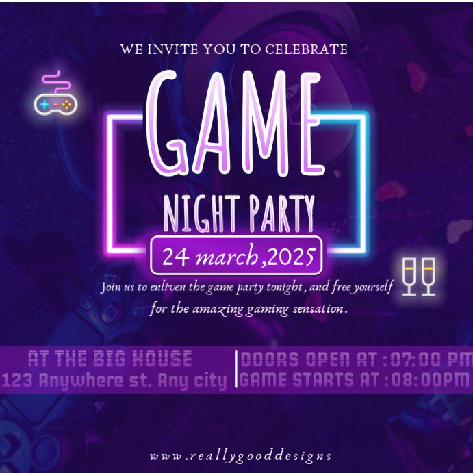 Copy of Purple List-based Game Night Template Instagram Post | PosterMyWall