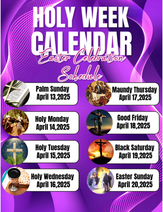 Copy of Purple List-based Holy Week Calendar Flyer (us Letter ...