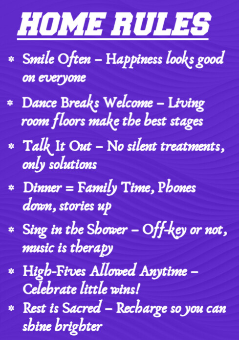 Purple List-based Home Rule Poster A4 Templat | PosterMyWall