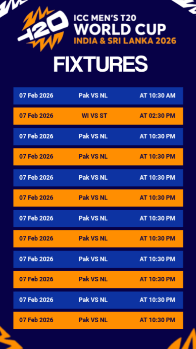 Modèle Purple List-based Icc Men's World Cup 2026 Fixture Schedule ...
